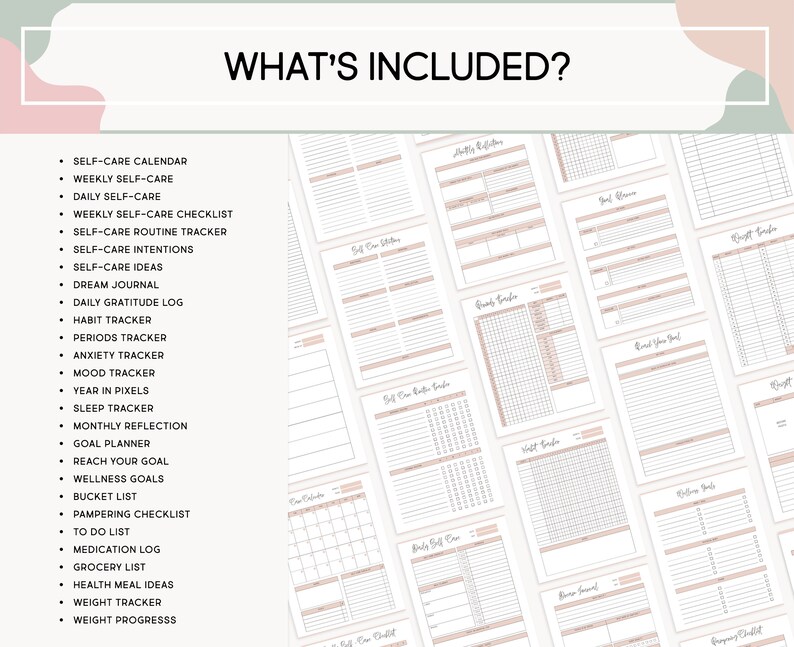 Self Care Planner Printable, Mood Tracker, Daily Check in Mindfulness ...