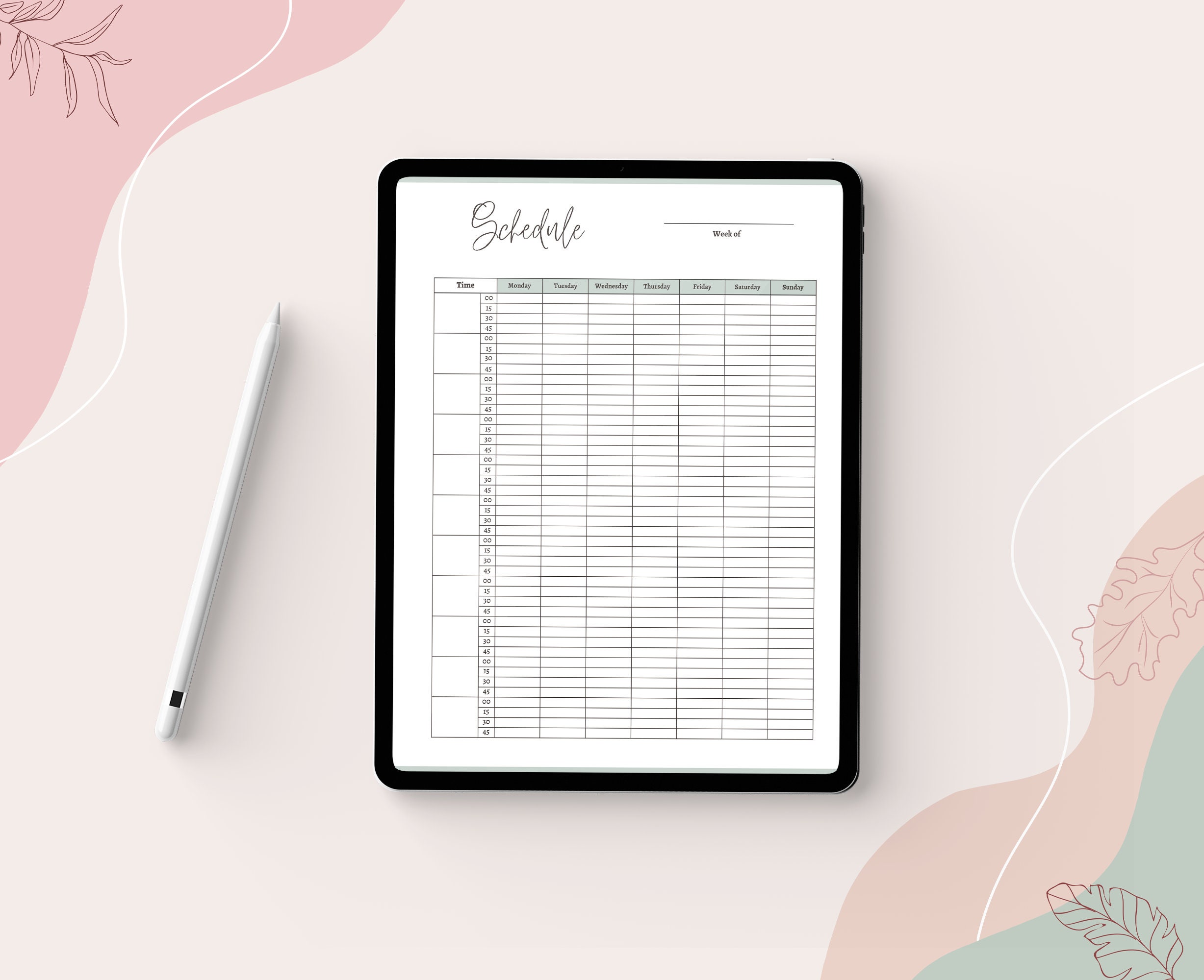 Printable Schedule 15 Minute Interval Planner Editable Daily Schedule ...