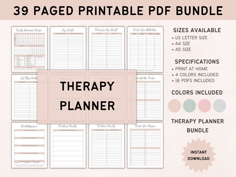 Therapy Planner Printable Therapy Bundle Therapist Note - Etsy