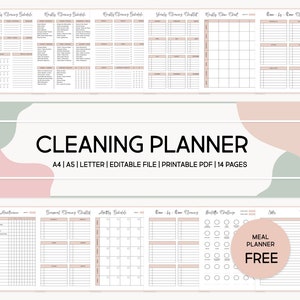 Cleaning Printable Planner, Weekly, Monthly, Yearly Editable Cleaning ...