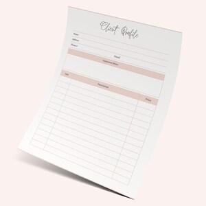 Client Profile Template, Customer Information Card, Printable Client ...