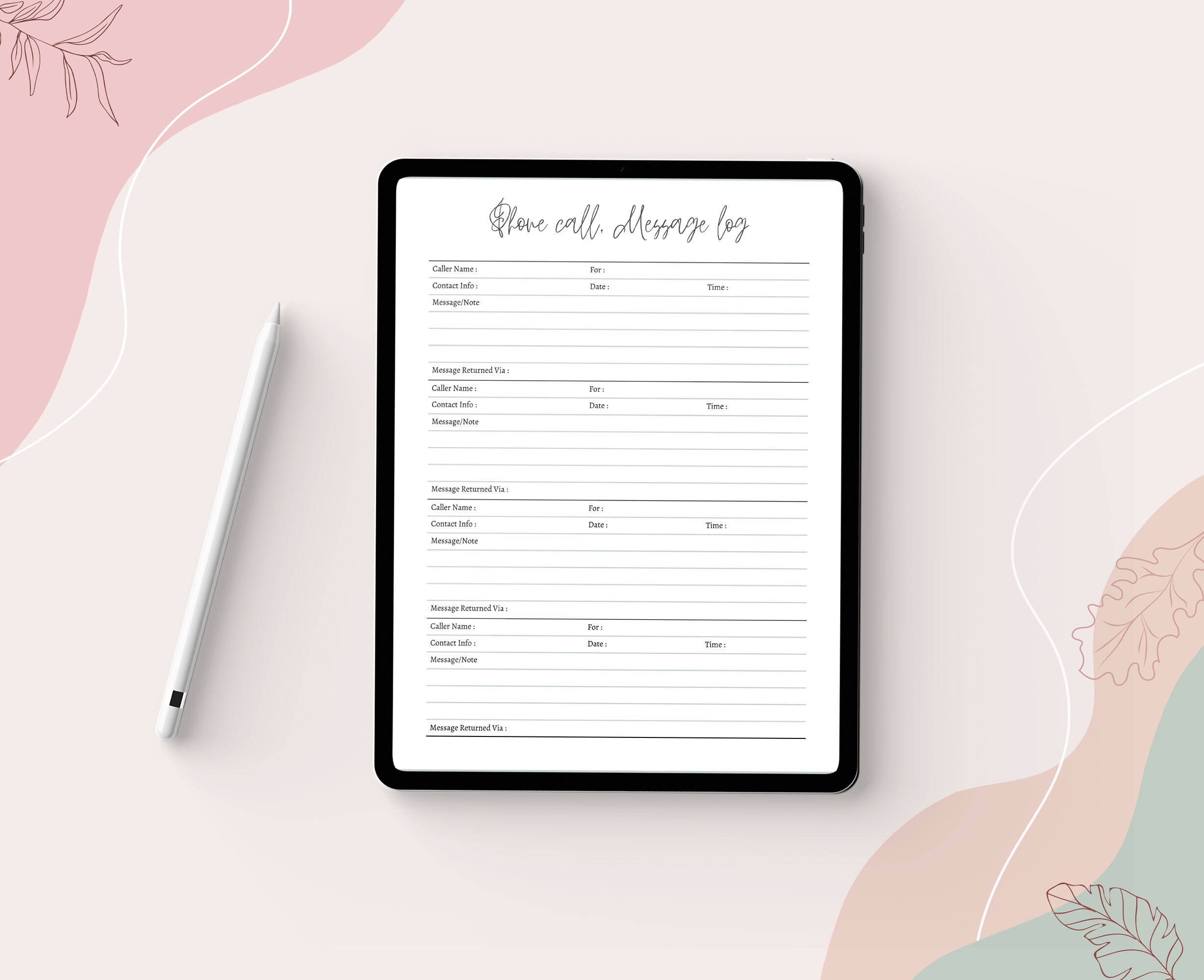 Phone Call Message Log Voicemail Tracker Message Planner - Etsy