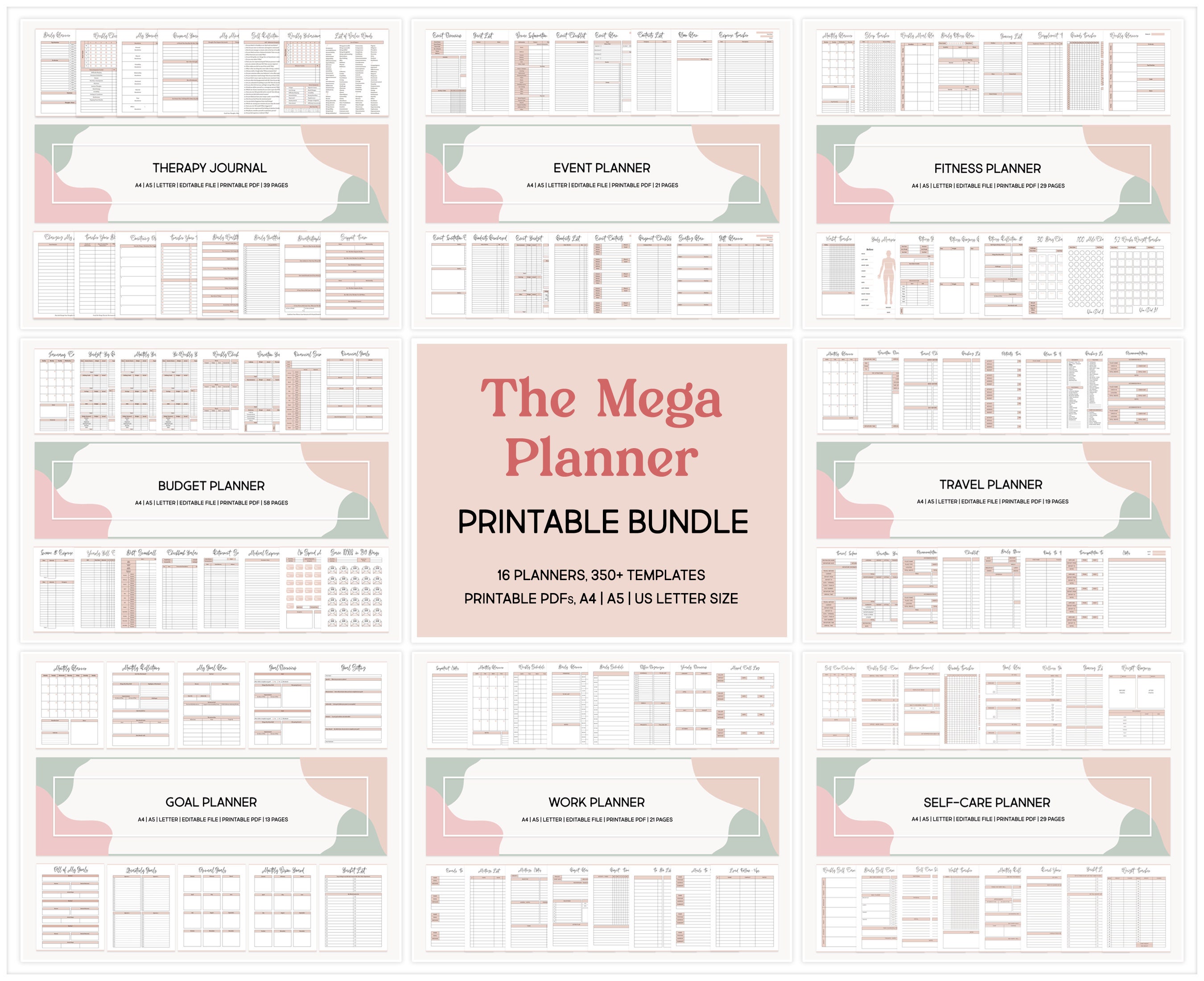Mega Printable Planner Bundle, ADHD Workbook Everything Planner for ...