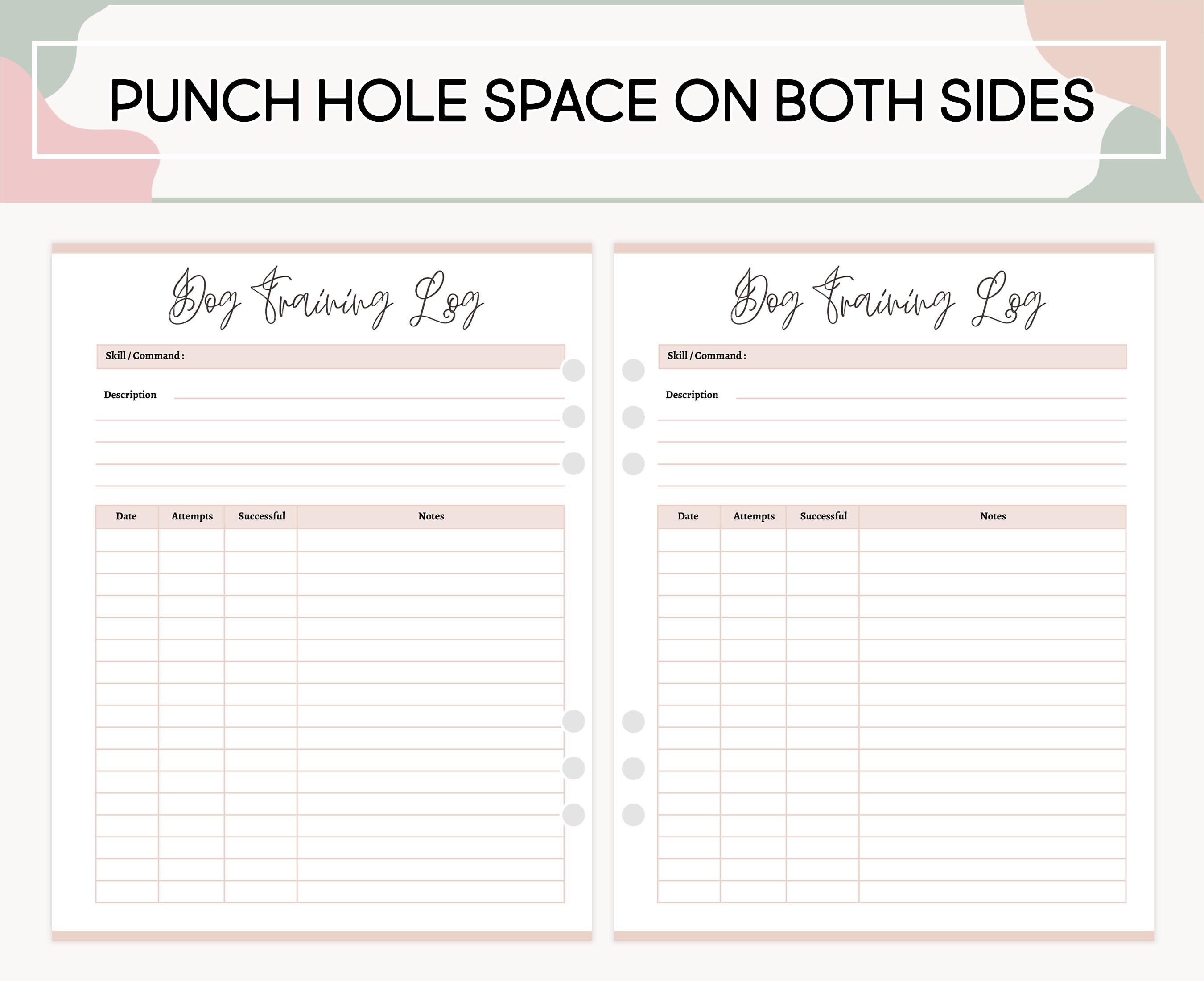 Printable Dog Training Log, Dog Skill Training, Dog Command Tracker ...