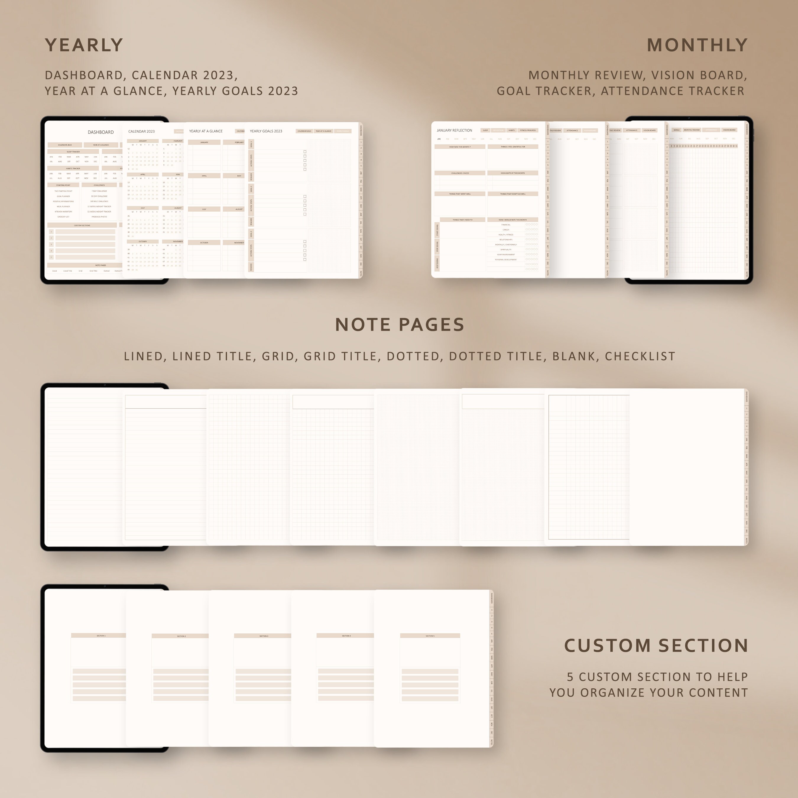 Teacher Minimalist Boho Theme Dated iPad Planner Resource for Goodnotes ...