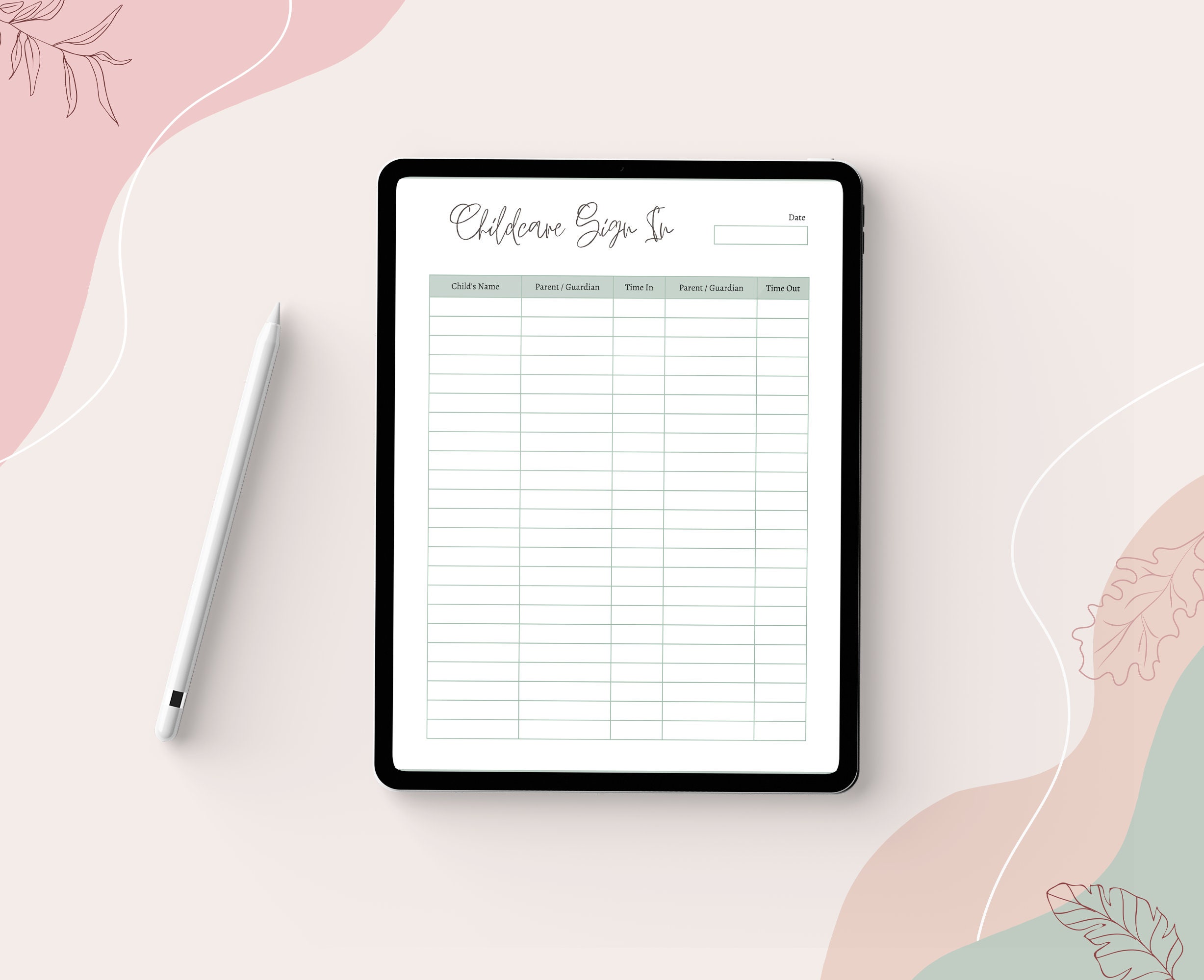 Childcare Sign in Sheet Template, Editable in Canva, Home Daycare ...