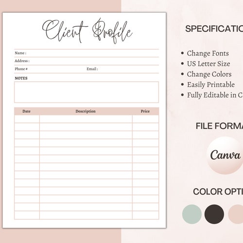 Printable Customer Acceptance Form Editable Client Intake - Etsy
