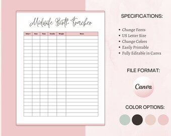 Midwife Birth Tracker Printable - Etsy