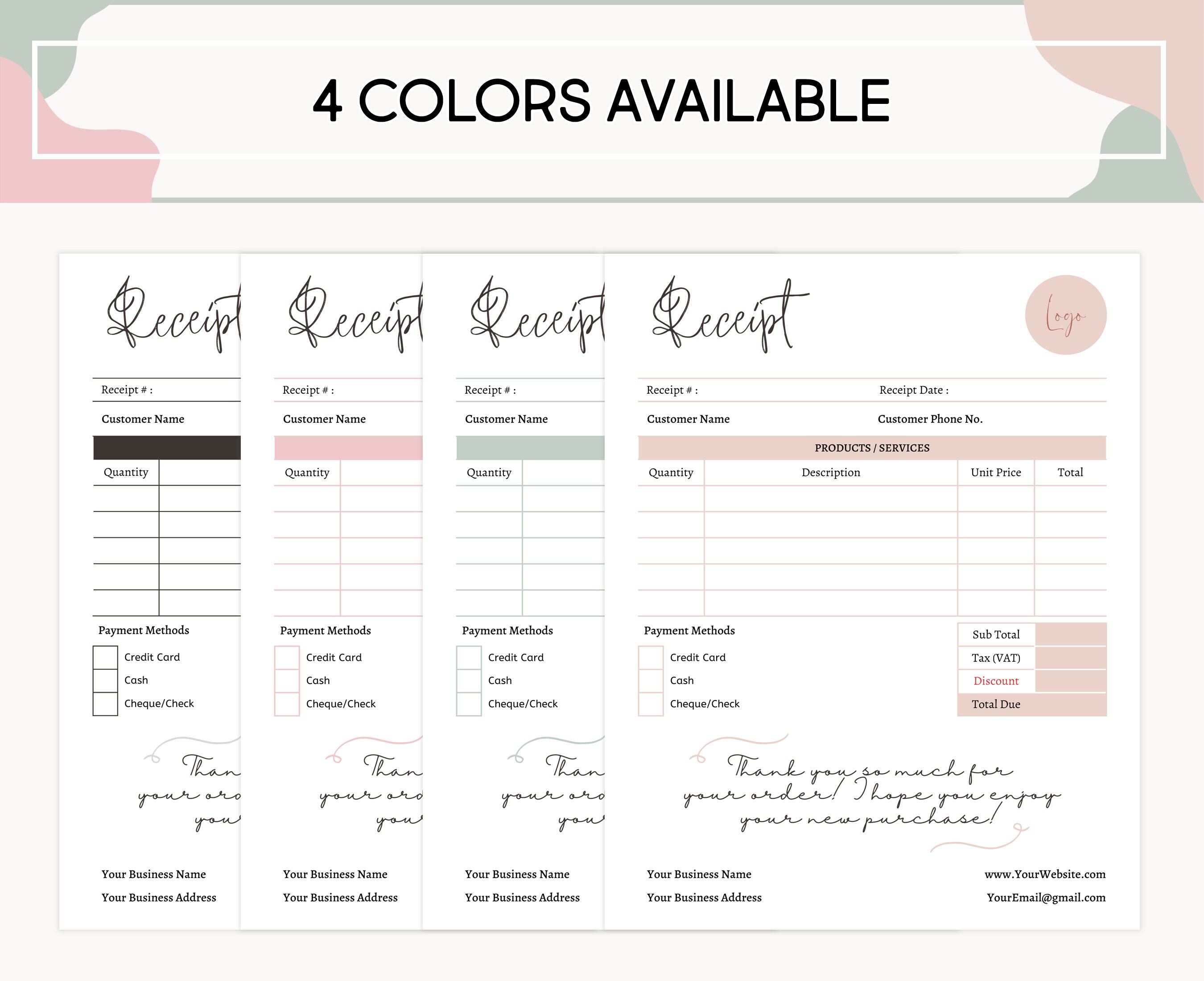 Editable Receipt Template – Canva Printable Billing Template – Order ...