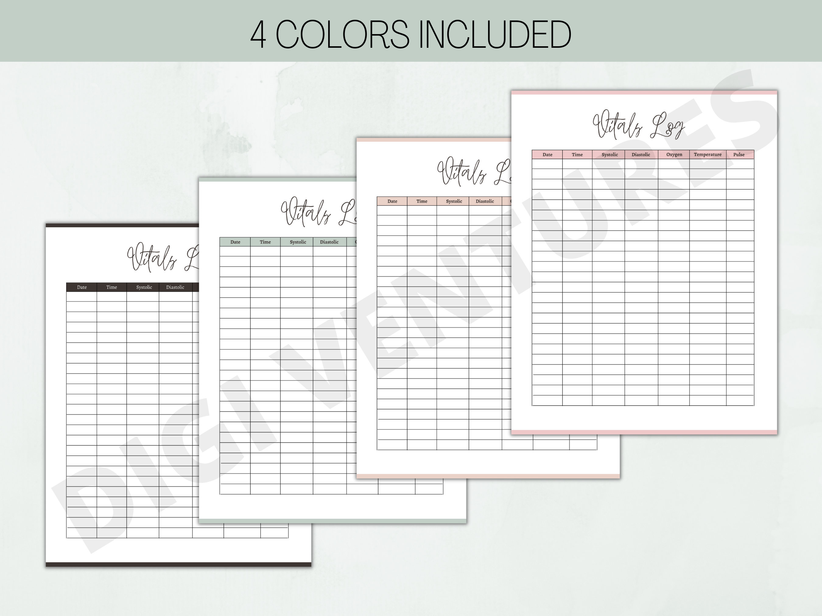 Vitals Log, Personal Editable Health Record, Daily Pulse and Oxygen ...