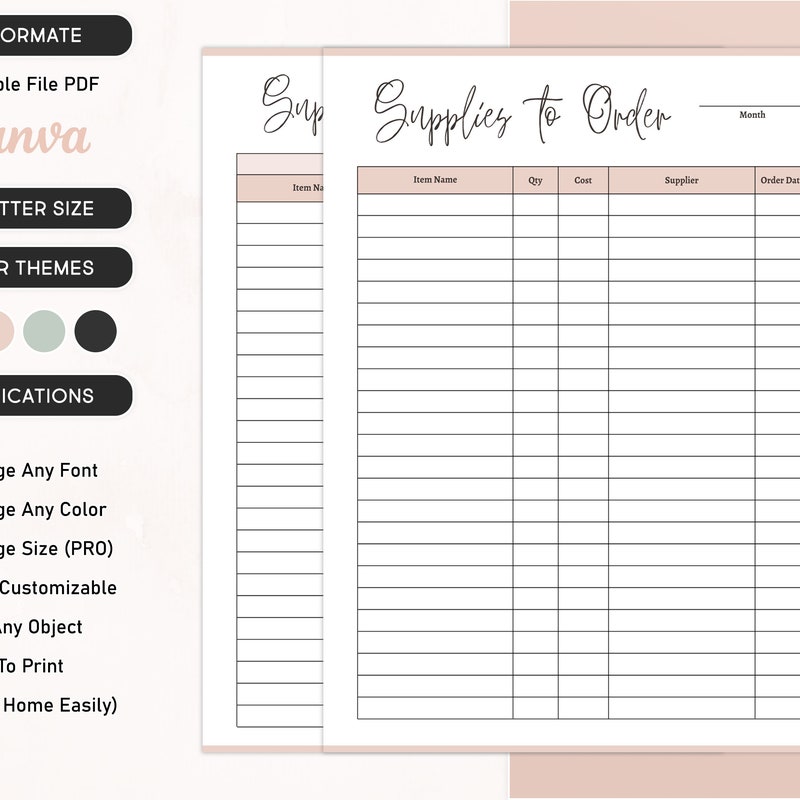 Supply Order Form - Etsy