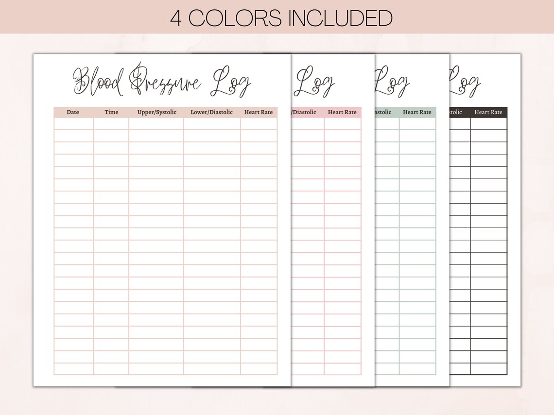 Editable Blood Pressure Log Printable Blood Glucose Tracker | Etsy