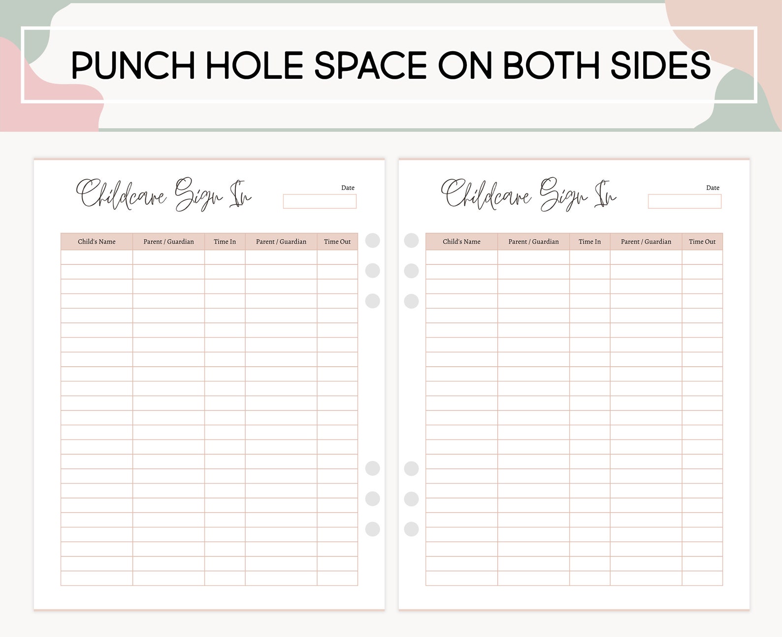 Editable Sign in Log, Printable Childcare Daily, Weekly Sign in Sheets ...