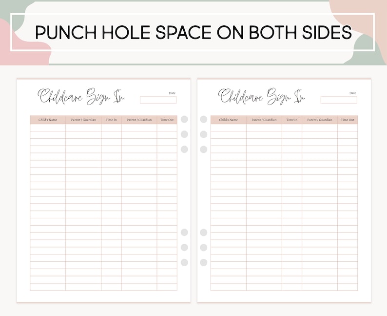 Editable Sign in Log, Printable Childcare Daily, Weekly Sign in Sheets ...