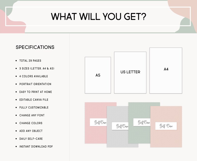 Self Care Planner Printable Mood Tracker Daily Check in - Etsy