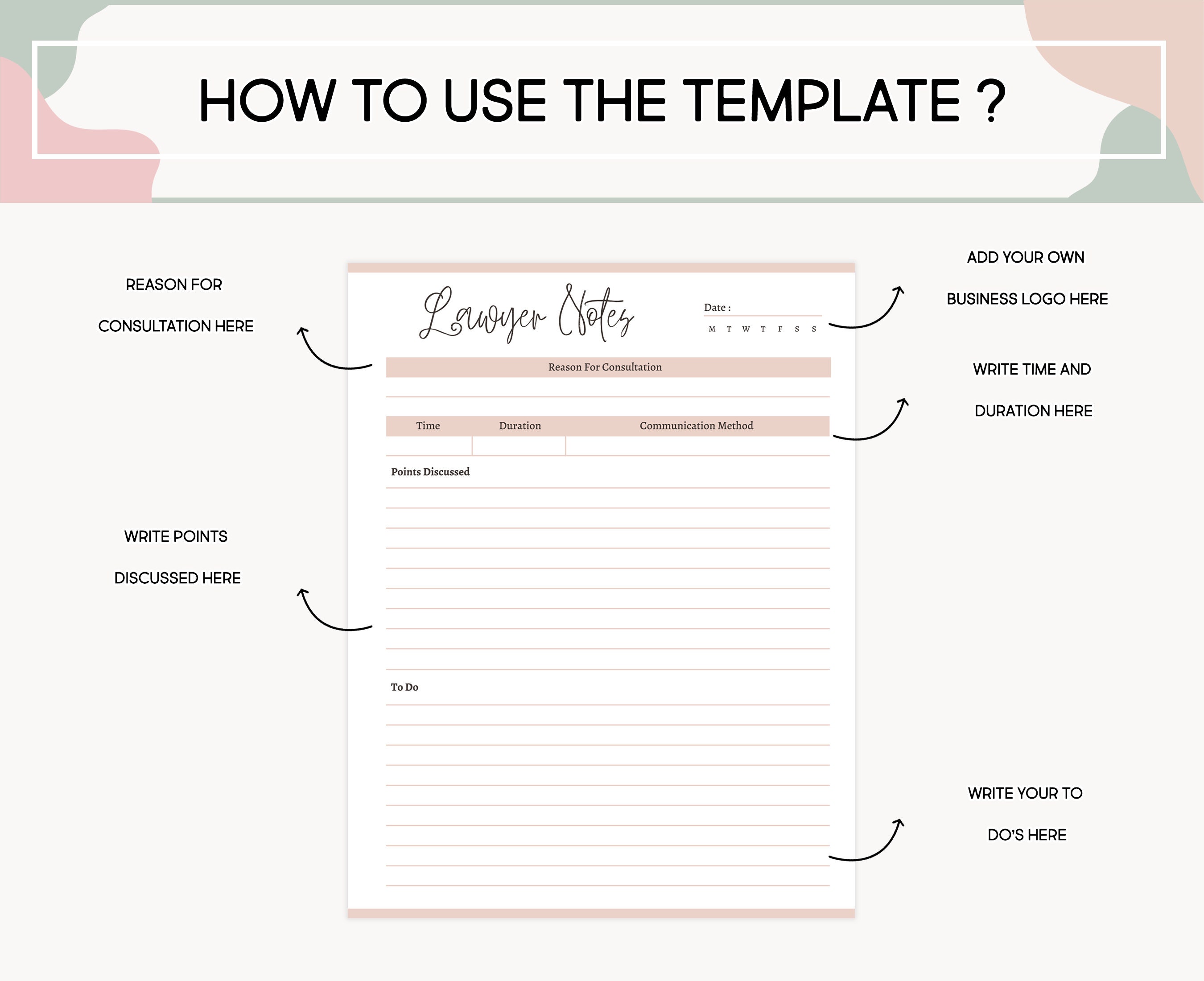 Printable Lawyer Notes, Editable Lawyer Planner, Law Client Note ...