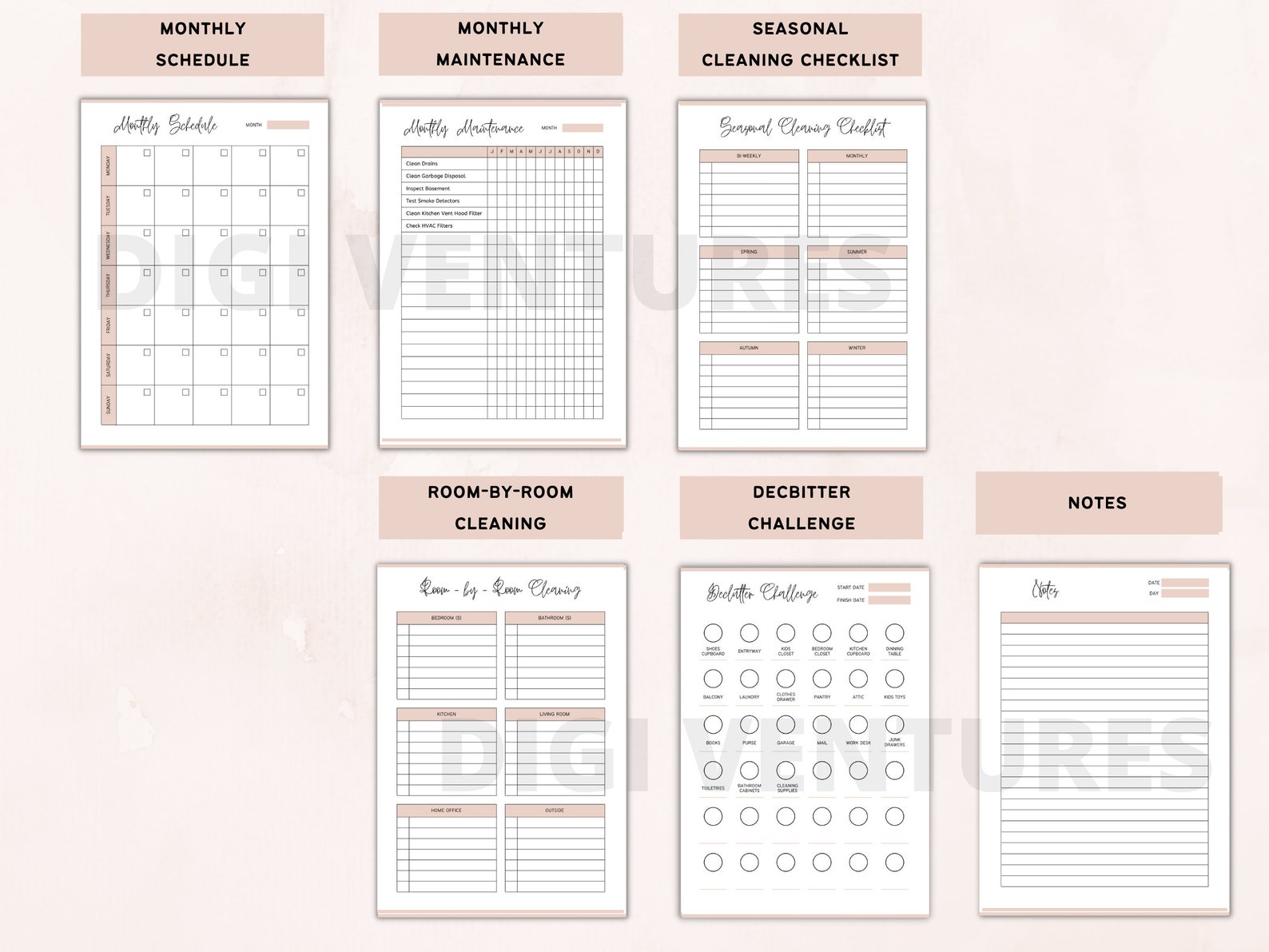 Cleaning Printable Planner Weekly Monthly Yearly Editable - Etsy
