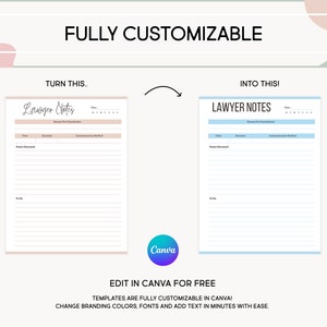 Printable Lawyer Notes, Editable Lawyer Planner, Law Client Note ...