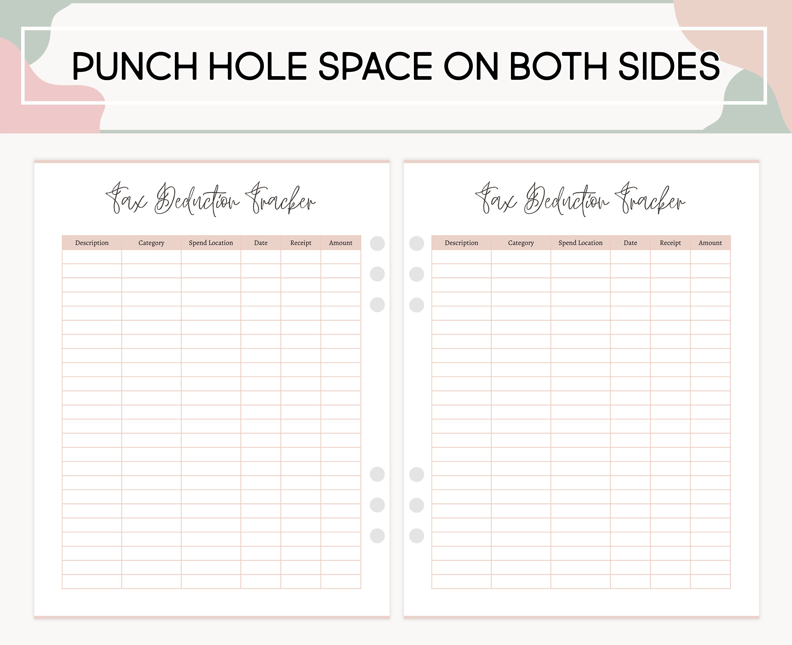 Editable Tax Deductions Tracker Printable Business Tax Log - Etsy
