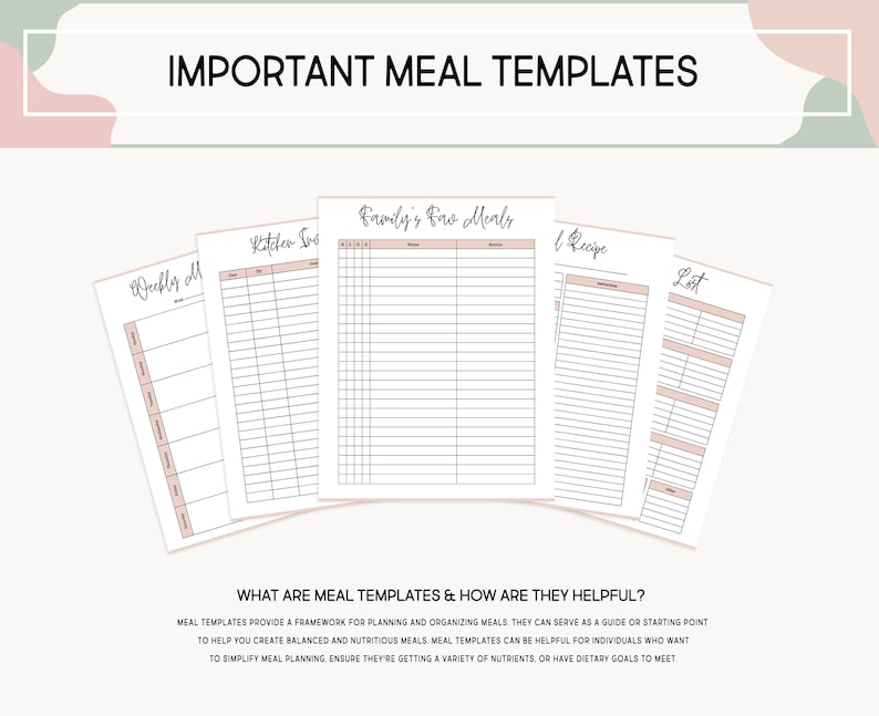 Meal Planner Bundle Printable Meal Planning Weekly Menu - Etsy