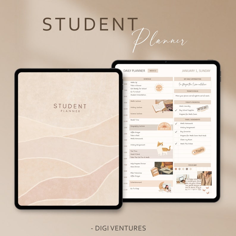 Digital Student Planner Academic School College Study Tracker - Etsy