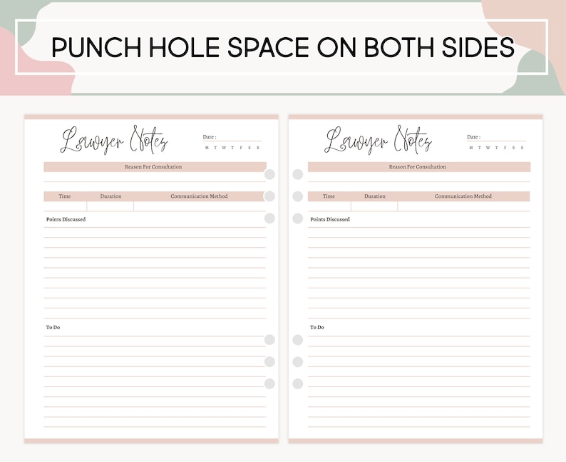 Printable Lawyer Notes, Editable Lawyer Planner, Law Client Note ...
