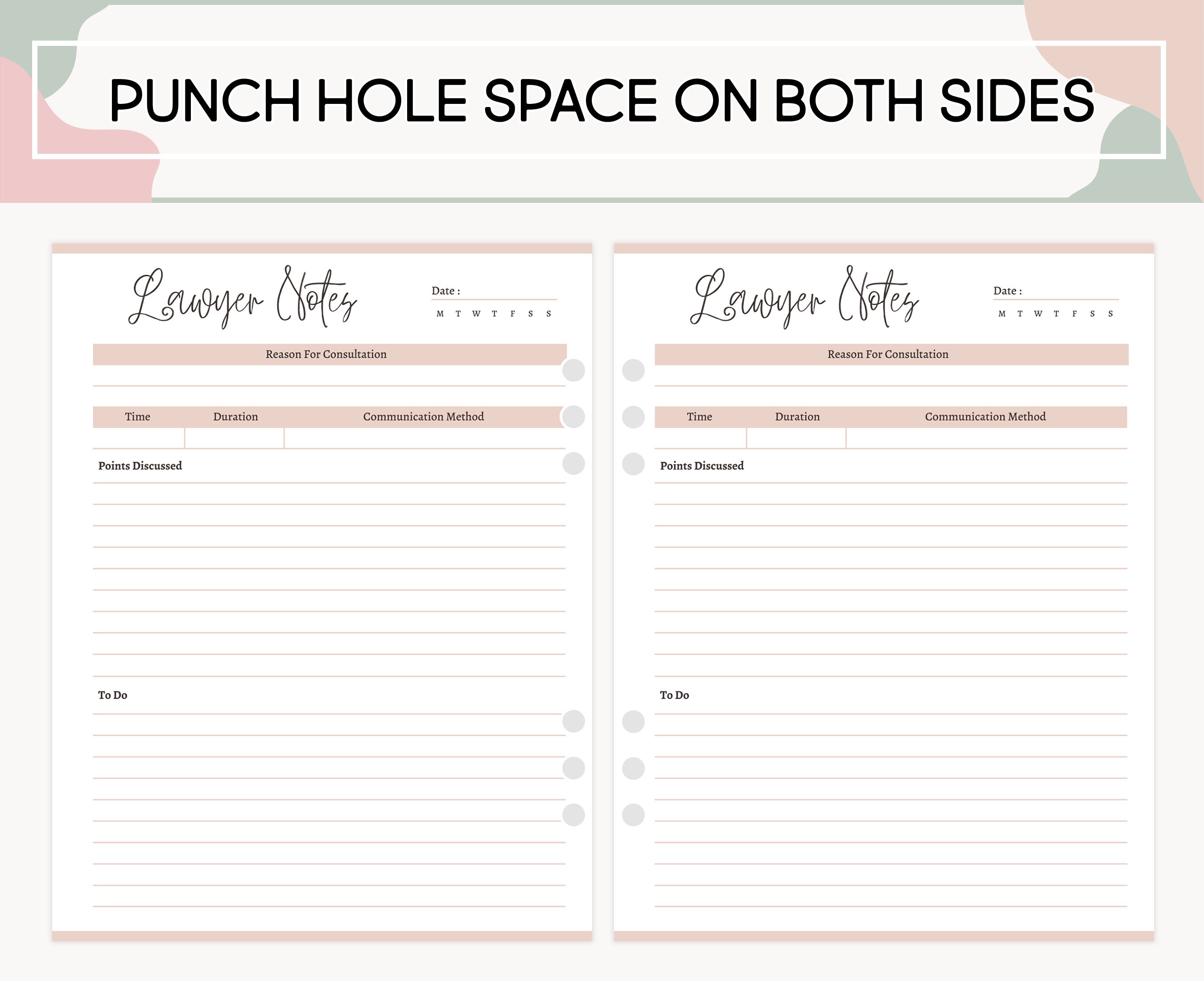Printable Lawyer Notes, Editable Lawyer Planner, Law Client Note ...