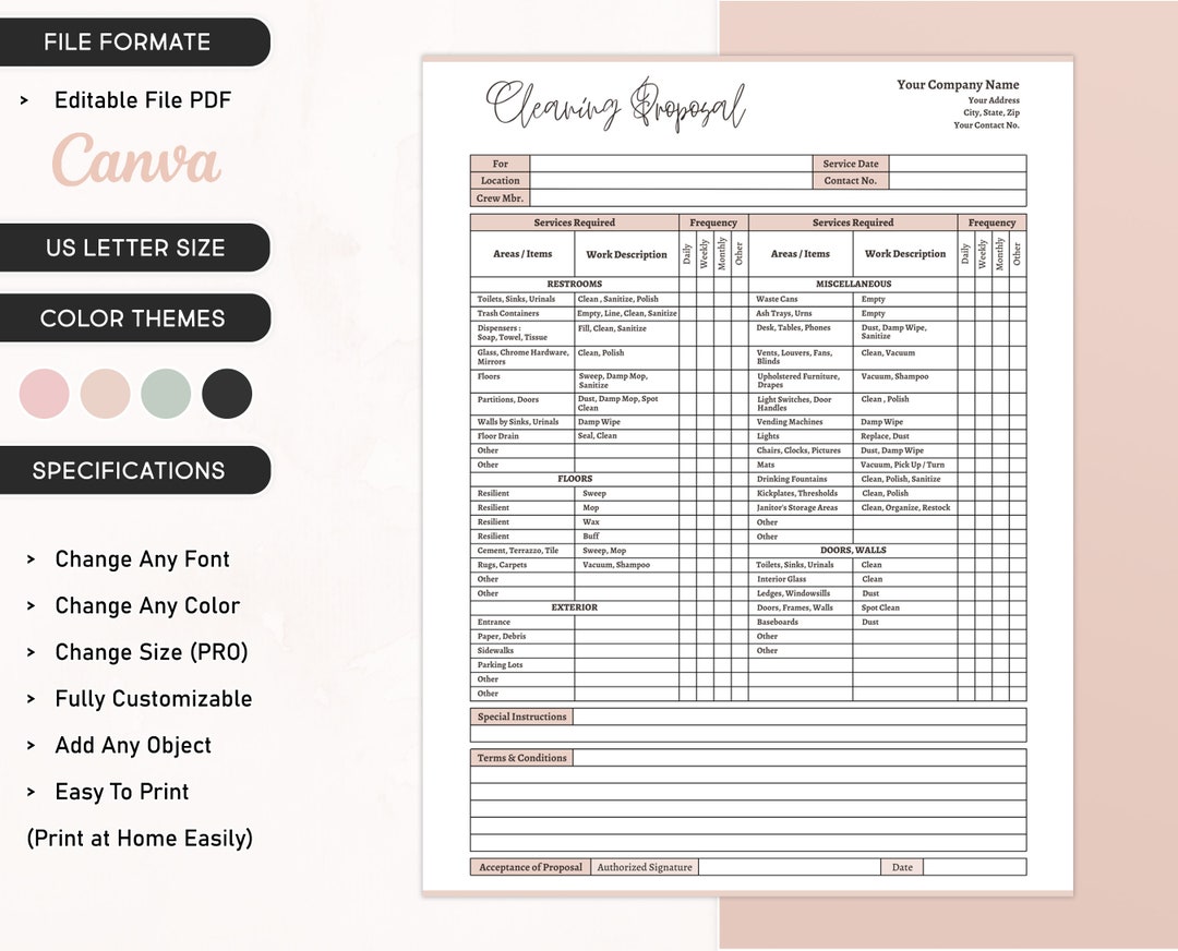 Printable Cleaning Proposal Template Cleaning Service Proposal ...