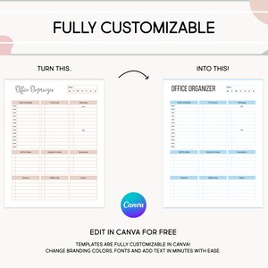 Office Organizer Template, Printable Office Planner Spreadsheet, Office ...