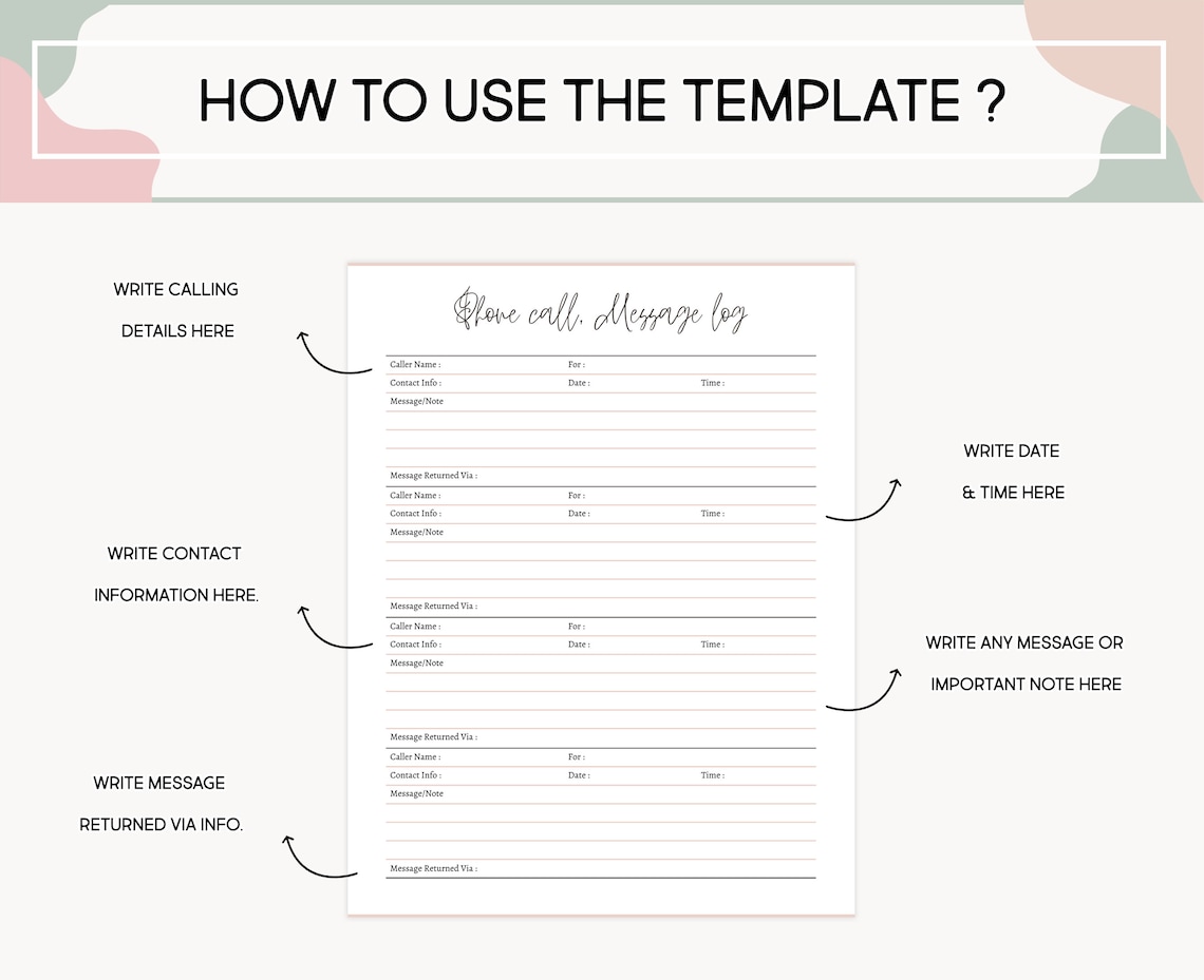Phone Call Message Log Voicemail Tracker Message Planner - Etsy Phone Call Message Log Voicemail Tracker Message Planner - Etsy