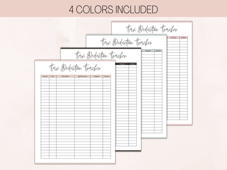Tax Deductions Tracker Printable Business Tax Log Tax Time - Etsy