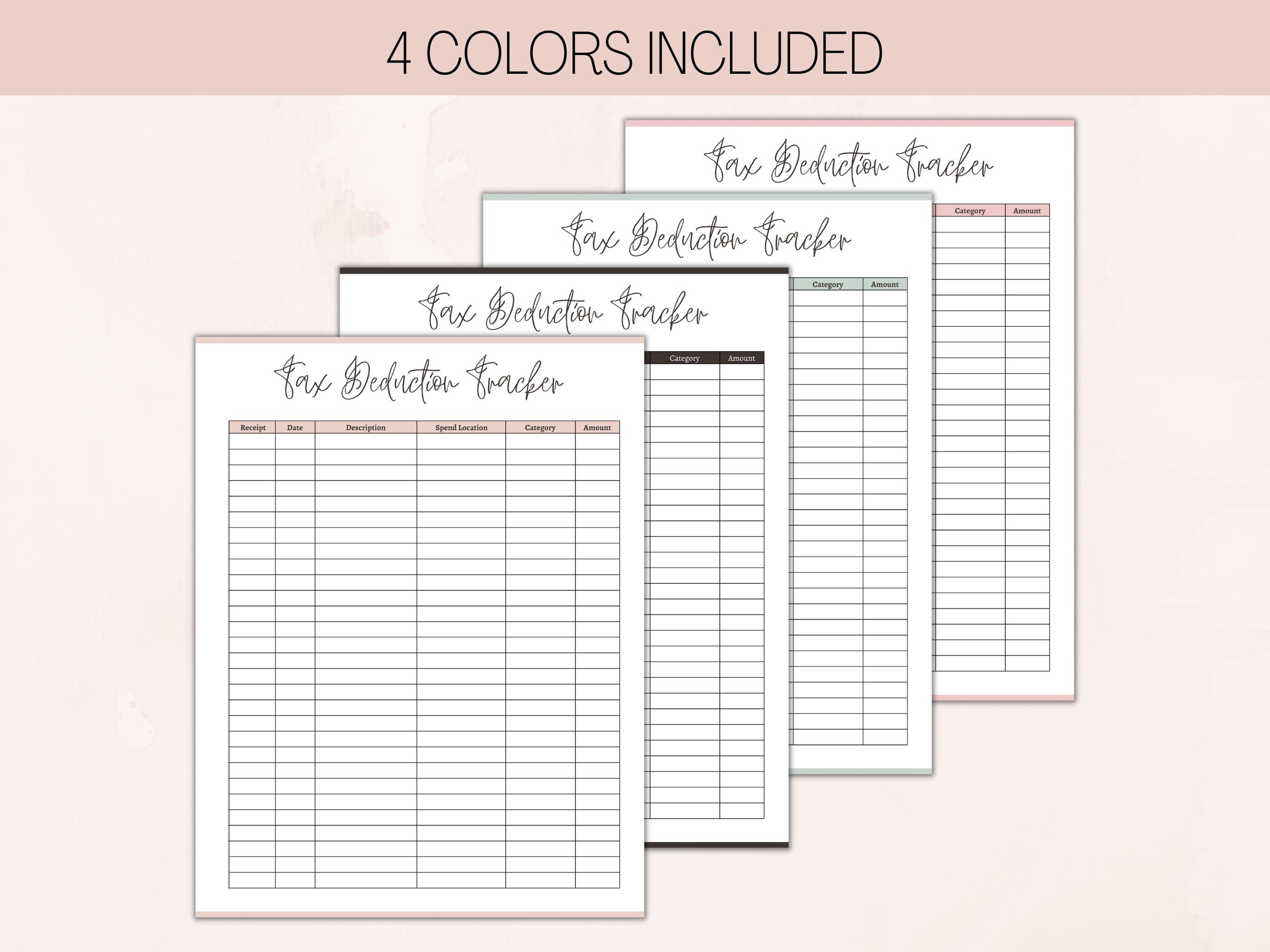 Tax Deductions Tracker Printable Business Tax Log Tax Time - Etsy