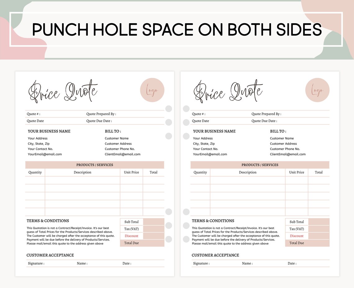 Canva Editable Price Quote Template - Printable Price Estimate ...