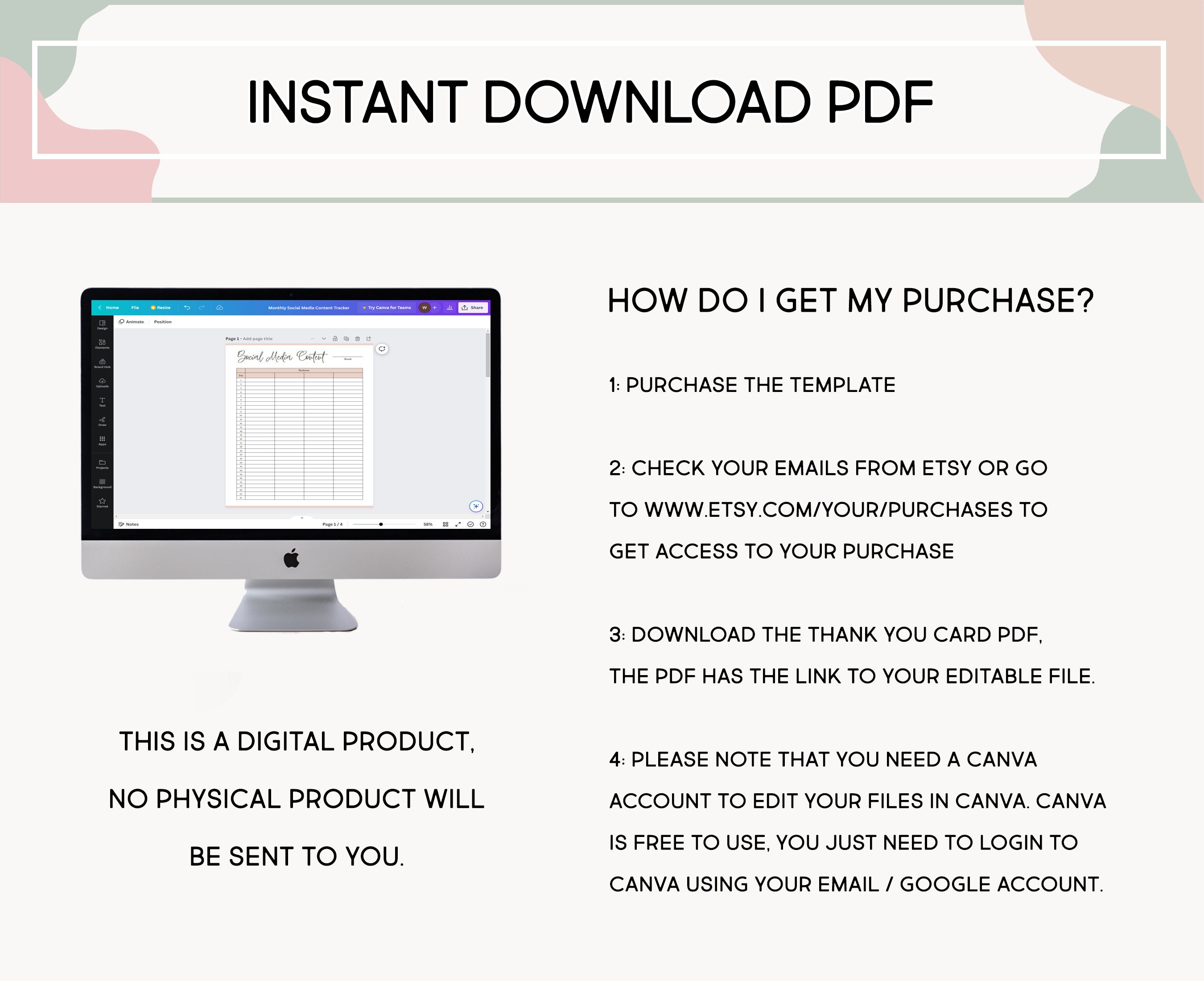 Printable Social Media Content Template Social Media - Etsy
