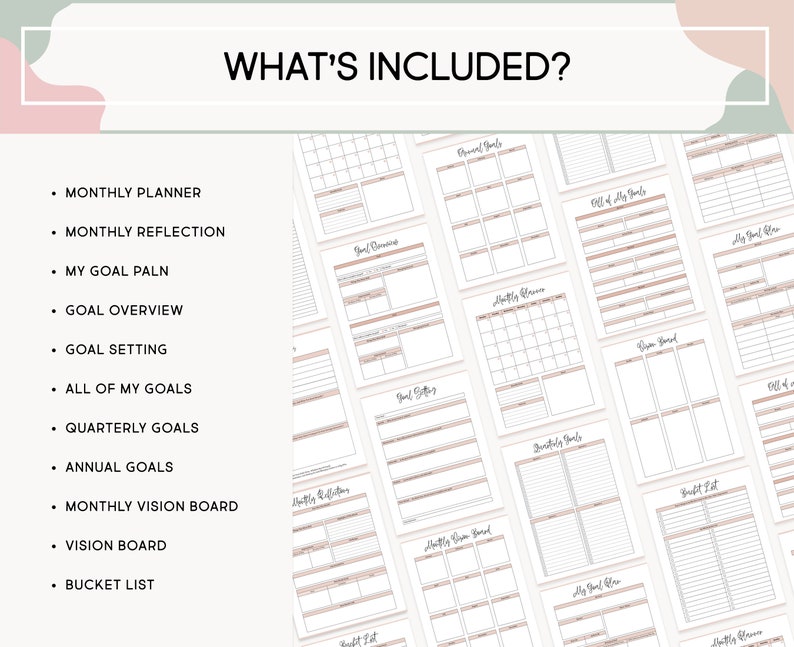 Printable Goal Planner Bundle in Pdf Goal Setting Planner - Etsy