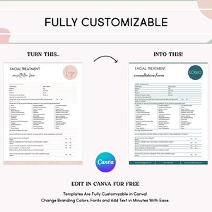 Facial Consultation Form, Editable Spa Form, Skincare Business Template ...
