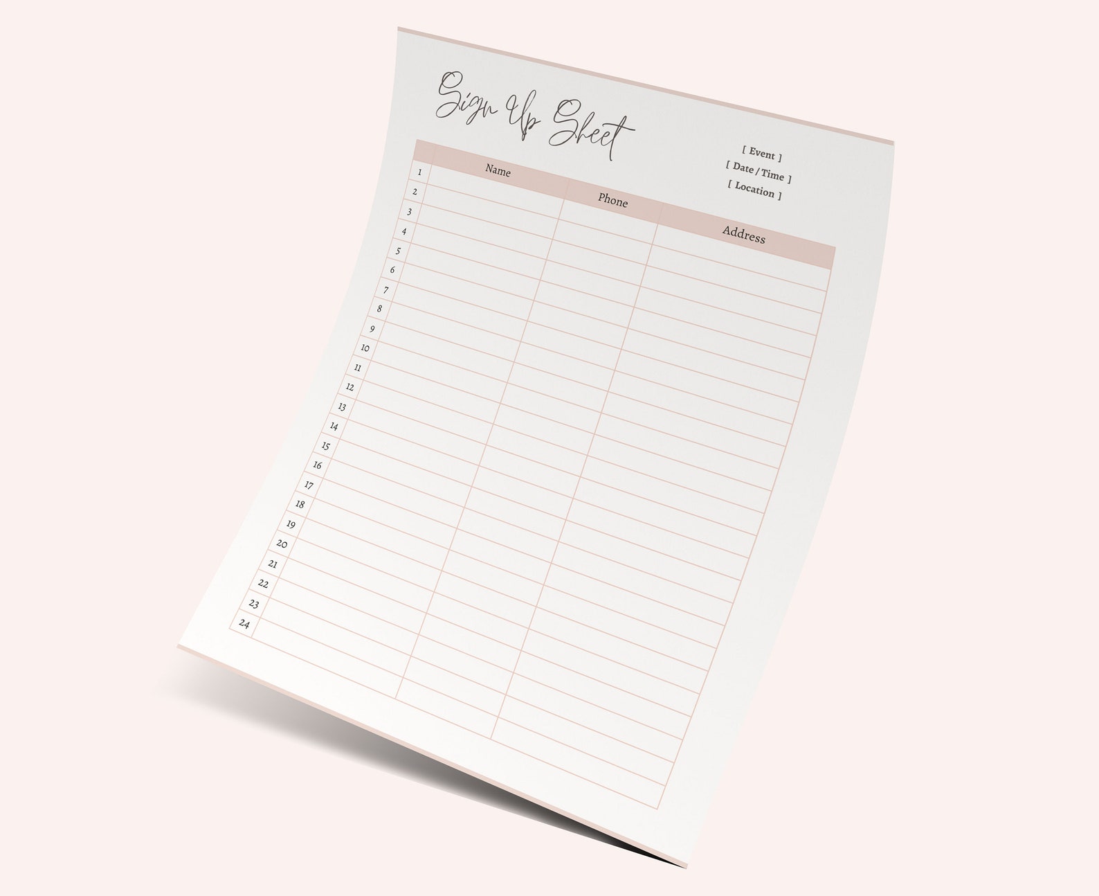 Printable Sign up Sheet Editable Single Sign up Form Event - Etsy