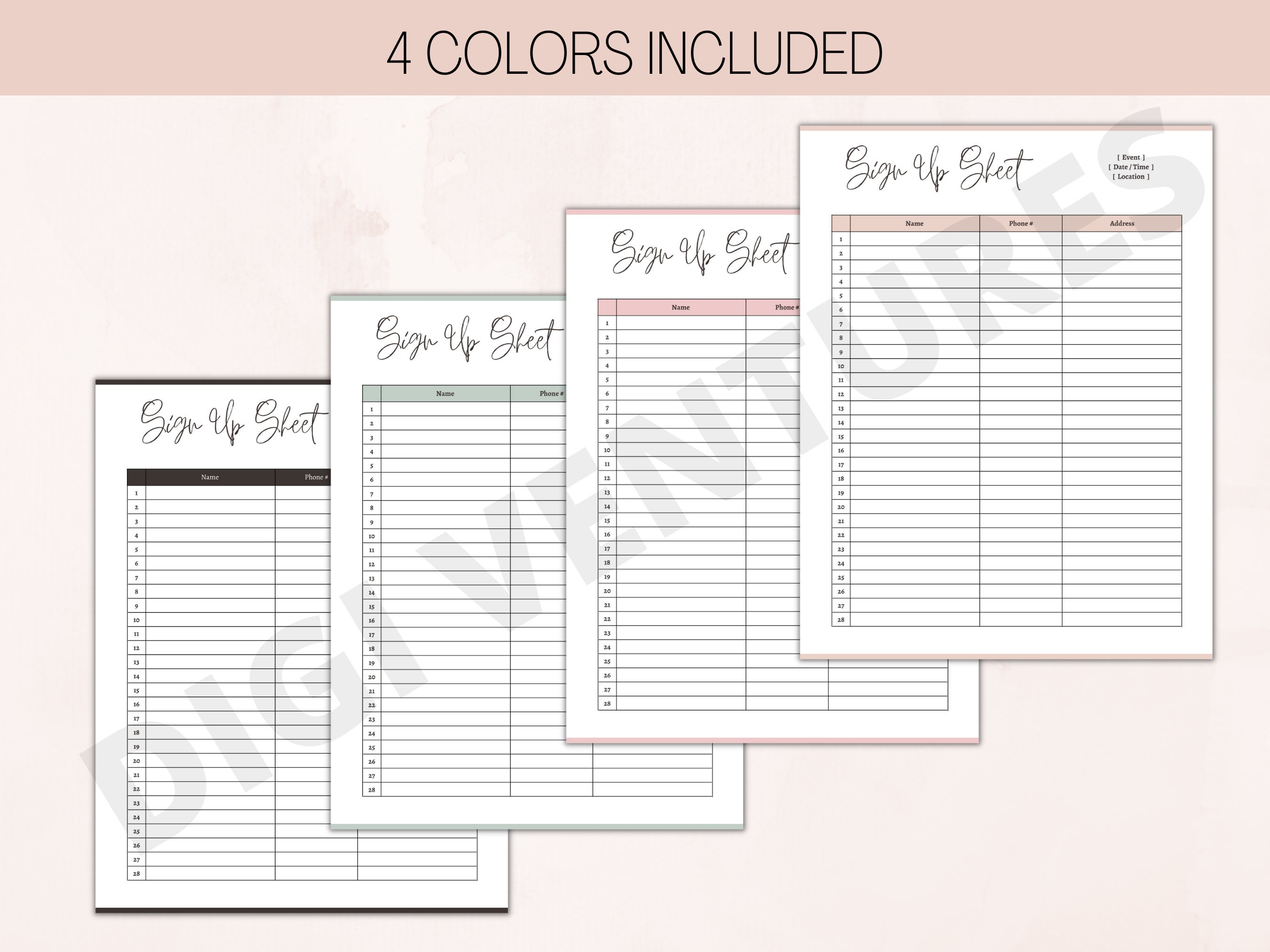Editable Sign up Sheet Printable Single Sign up Form Event - Etsy Canada