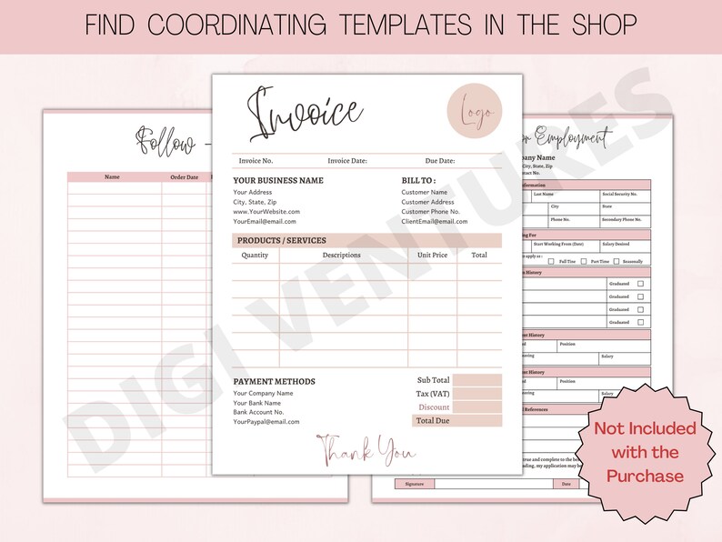 Printable Receipt Template Canva Printable Billing Template - Etsy