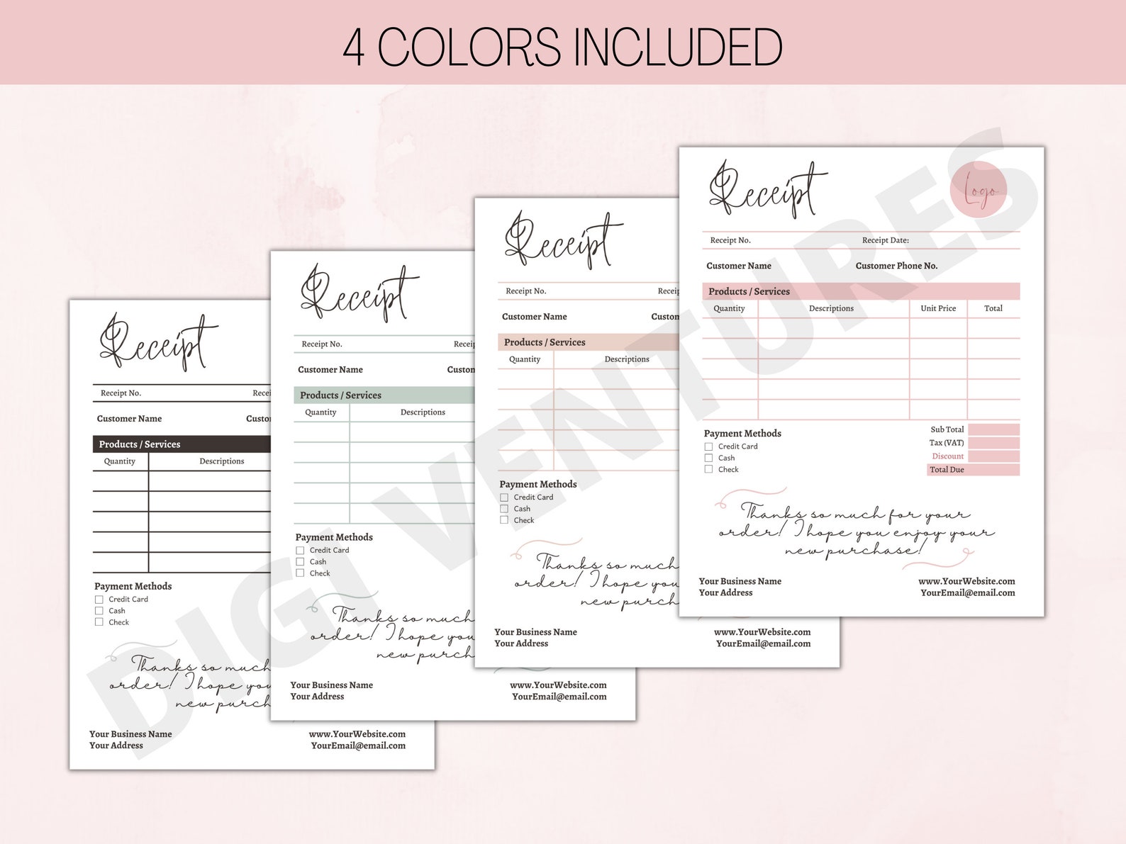 Printable Receipt Template Canva Printable Billing Template - Etsy