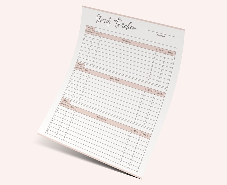 Editable Grade Tracker Printable Assignment Log Track Student - Etsy