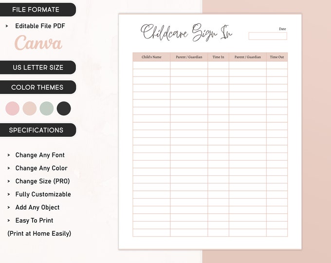 Printable Sign-in Sheet. - Etsy Canada