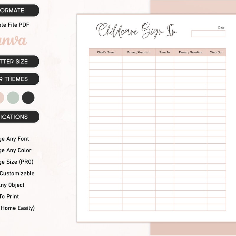 Children Sign in Sheet - Etsy