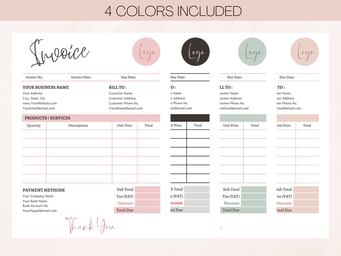 Invoice Template Editable in Canva Printable Invoice Log for - Etsy