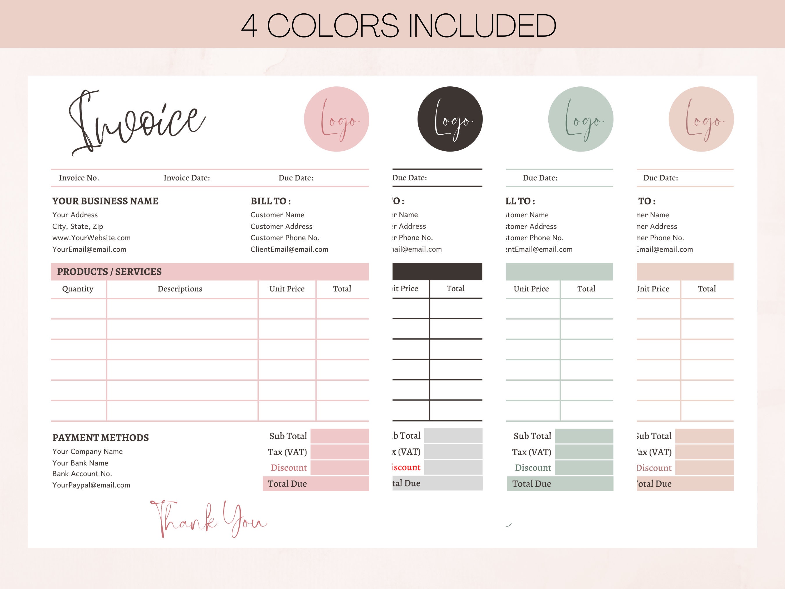 Invoice Template Editable in Canva Printable Invoice Log for - Etsy