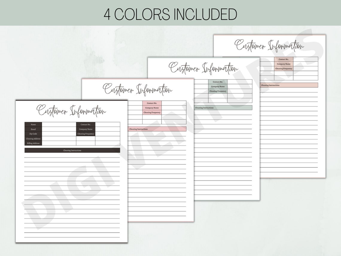 Customer Information Sheet, Personalized Client Details Tracker ...