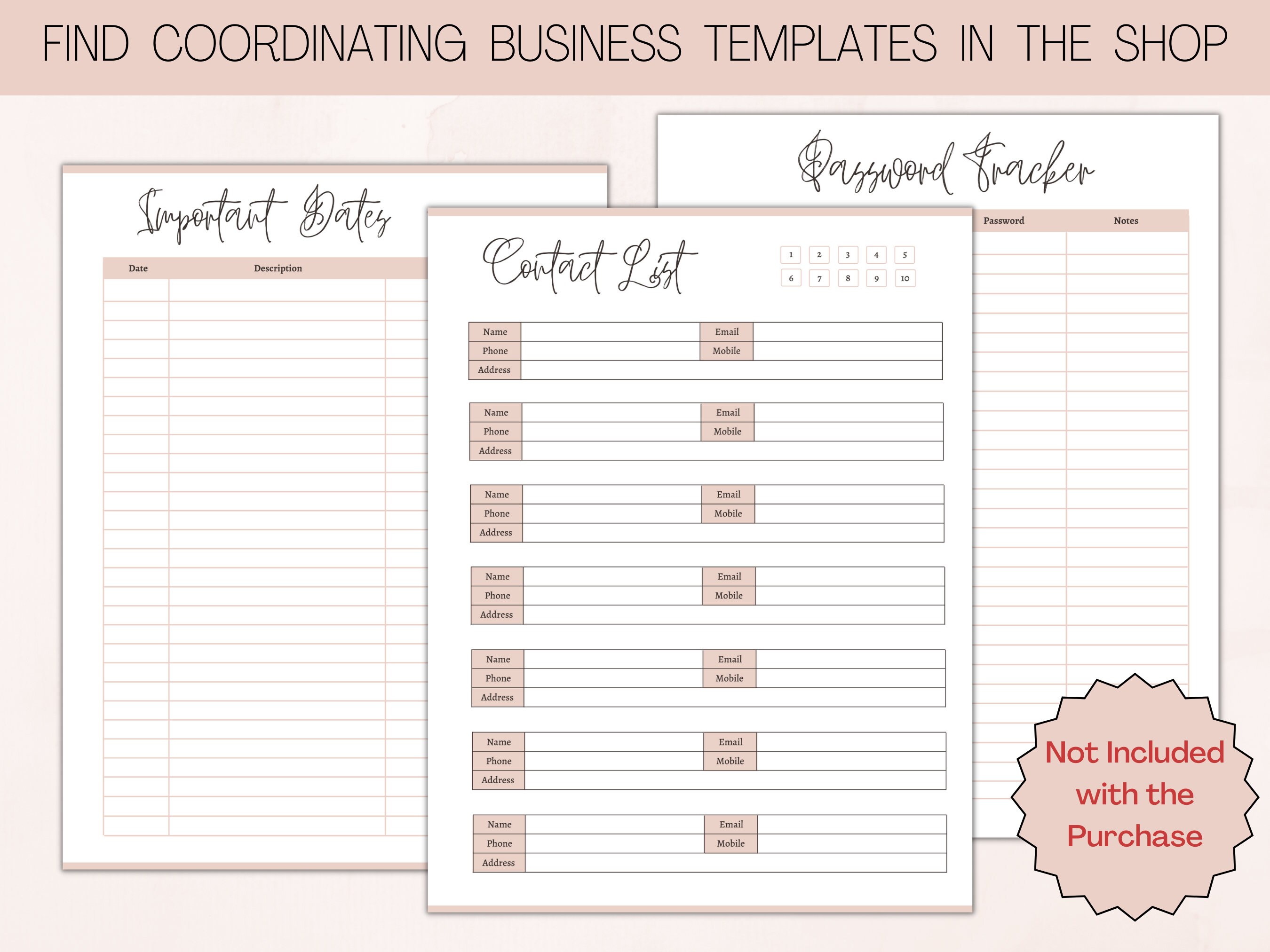 Personal Information Page Printable Basic Information - Etsy