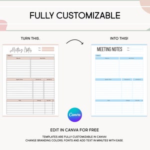 Meeting Notes Template, Printable Meeting Agenda PDF, Meeting Notes ...