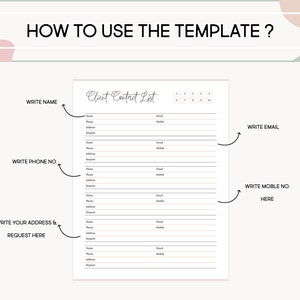 Client Contact List Printable Template Contact Information Fillable ...