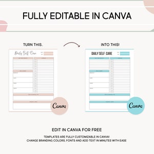 Self Care Planner Printable, Mood Tracker, Daily Check in Mindfulness ...